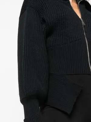 ANDREĀDAMO Ribbed-knit Zip-up Cardigan