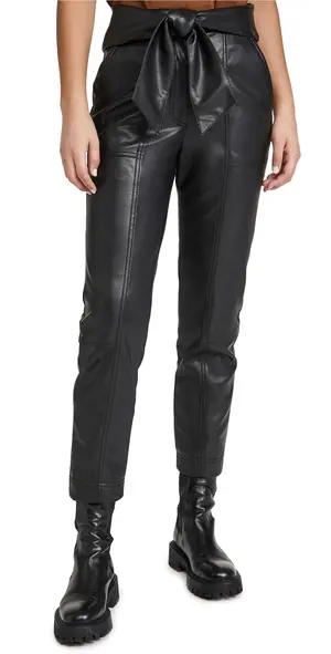 Mid-Rise Vegan Leather Trousers