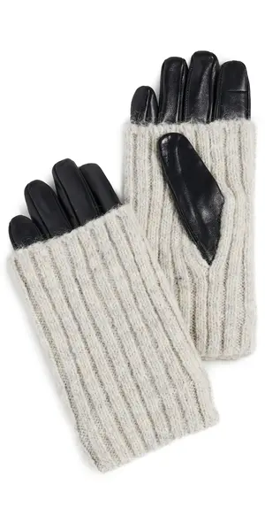 Carolina Amato Leather Gloves - Black/cream