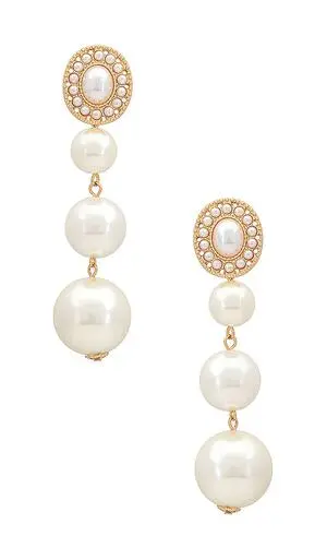Ettika Graduating Dangle Earrings - Pearl