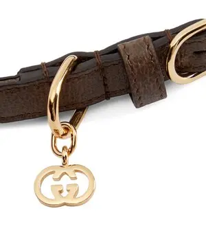 Gucci Web Stripe Faux Leather Dog Collar