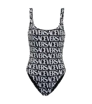 Versace Logo One-piece Swimsuit - Black