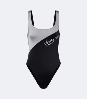 Versace Logo One-piece Swimsuit - Black