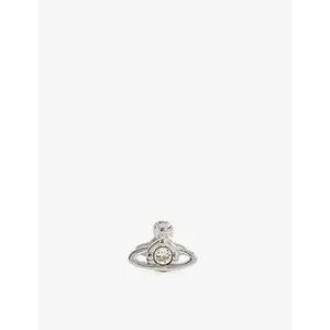 VIVIENNE WESTWOOD Solitaire Brass Single Stud Earring - Platinum / Crystal