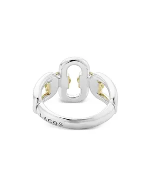 Lagos 18k Yellow Gold And Sterling Silver Oval Link Ring - Silver/gold