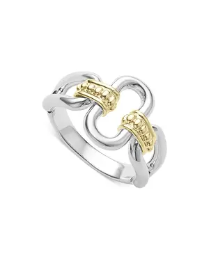 Lagos 18k Yellow Gold And Sterling Silver Oval Link Ring - Silver/gold