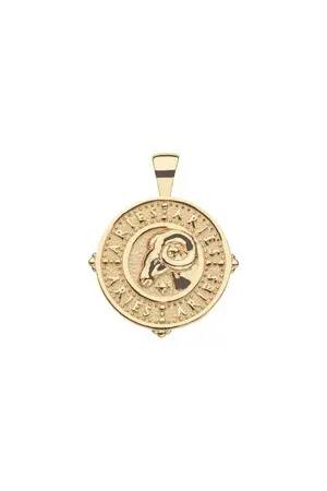 JANE WIN Aries Zodiac Coin Pendant - Gold