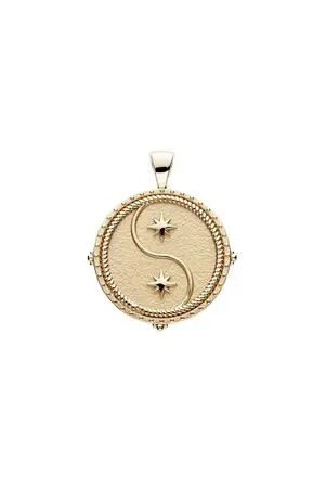 JANE WIN Gemini Zodiac Coin Pendant - Gold