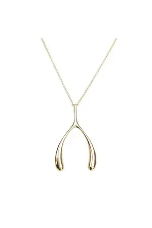 JANE WIN Lucky Wishbone Pendant - Gold