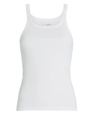 Intermix Ronnie Ribbed Cotton Tank Top - White