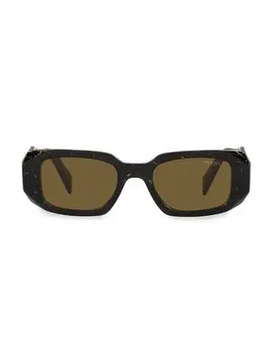 Prada Symbole 49mm Rectangle Sunglasses Dark Brown