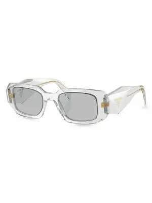Prada Symbole 49mm Rectangle Sunglasses Transparent Light Grey