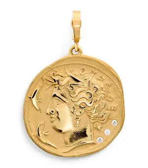 AZLEE Diamond Goddess Coin Charm - Gold