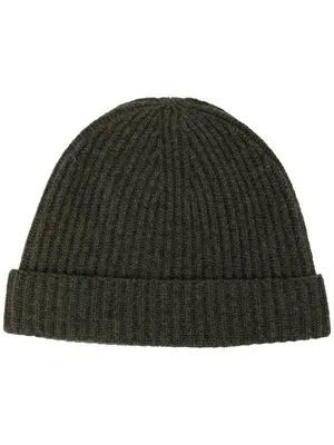 N.peal Ribbed Organic Cashmere Beanie - Green