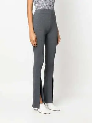 Remain Birger Christensen Rib Knit Trousers With Front Slits - Grey
