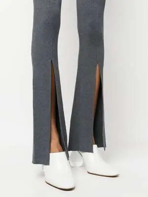 Remain Birger Christensen Rib Knit Trousers With Front Slits - Grey
