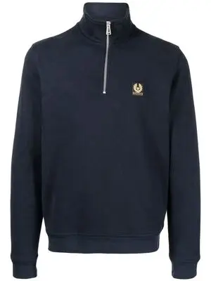 Belstaff Logo-patch Short-zip Sweatshirt - Blue