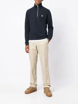 Belstaff Logo-patch Short-zip Sweatshirt - Blue
