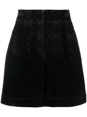 Alberta Ferretti Velvet Geometric Pattern Shorts