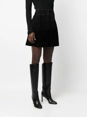 Alberta Ferretti Velvet Geometric Pattern Shorts