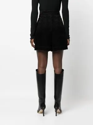 Alberta Ferretti Velvet Geometric Pattern Shorts