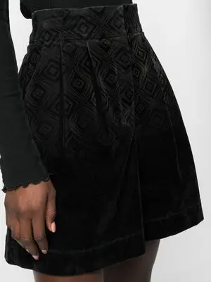 Alberta Ferretti Velvet Geometric Pattern Shorts