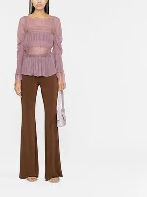 Alberta Ferretti Draped Lace-panel Blouse