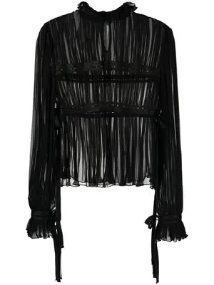 Alberta Ferretti Ruffle-trim Sheer Blouse