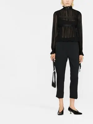 Alberta Ferretti Ruffle-trim Sheer Blouse