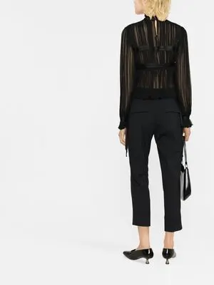 Alberta Ferretti Ruffle-trim Sheer Blouse