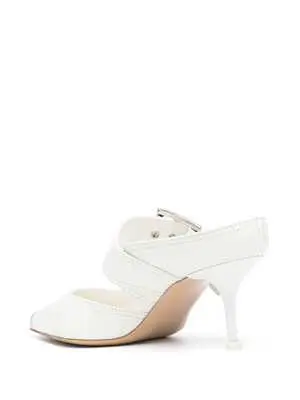 Alexander McQueen Pointed-toe Buckled Mules - White