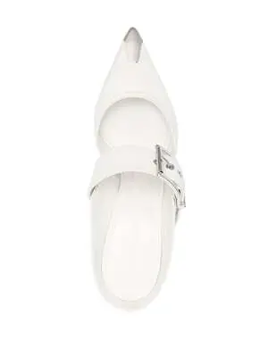 Alexander McQueen Pointed-toe Buckled Mules - White