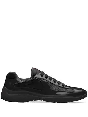 Prada Patent-leather And Technical Fabric America's Cup Sneakers - Black