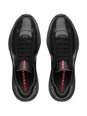 Prada Patent-leather And Technical Fabric America's Cup Sneakers - Black