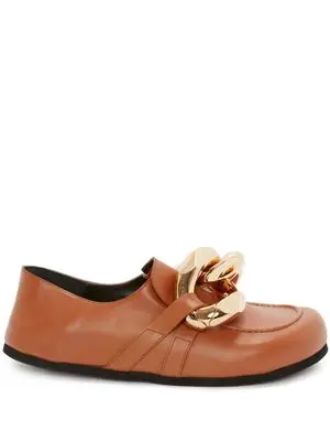 JW Anderson Chain Leather Loafers - Brown