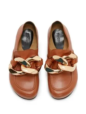JW Anderson Chain Leather Loafers - Brown