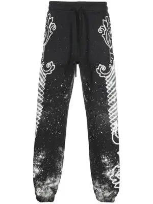 Versace Galaxy-print Cotton Track-pants - Black