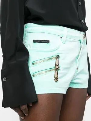 Philipp Plein Biker Denim Shorts - Green