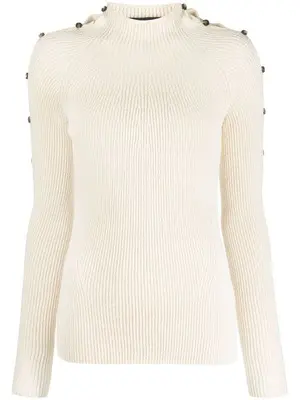 Proenza Schouler Micro-ribbed Button-embellished Jumper - Neutrals