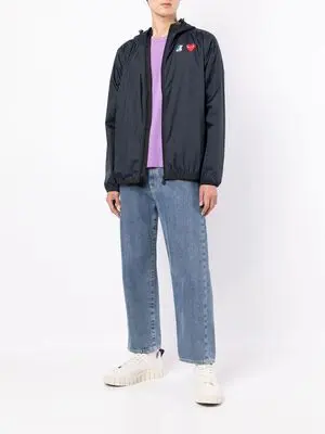 Play Comme Des Garcon X K-way Zipped Hooded Jacket - Blue