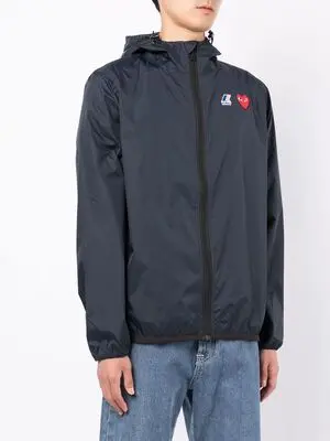 Play Comme Des Garcon X K-way Zipped Hooded Jacket - Blue