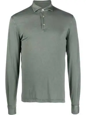 Fedeli Long-sleeved Polo Shirt - Green