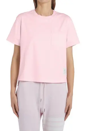 Thom Browne Medium Weight Cotton Jersey Boxy Pocket Tee - Light Pink