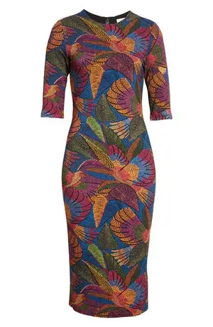 Farm Rio Macaws Jersey Midi Dress