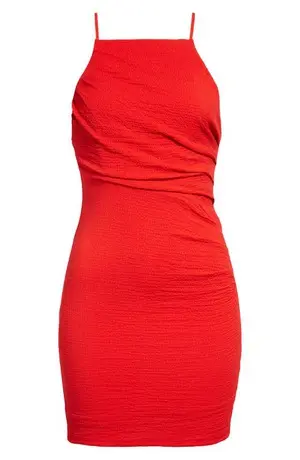 Astr The Label Side Ruched Textured Minidress