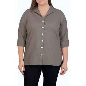 Foxcroft Pandora Non-iron Tunic Shirt - Charcoal