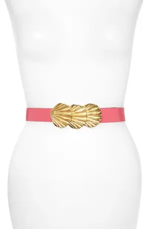 RAINA BELTS Raina Sally Shell Clasp Leather Belt Pink