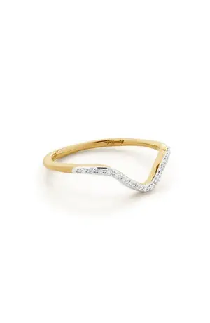 Monica Vinader Riva Diamond Wishbone Ring - 18ct Gold Vermeil On Sterling