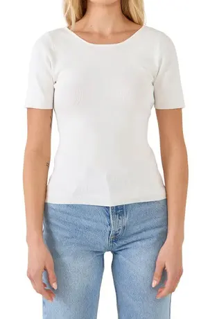 English Factory Twist Cutout Back Top - Off White