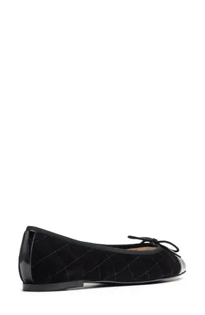 JON JOSEF Belle Quilted Ballerina Flat - Black Suede